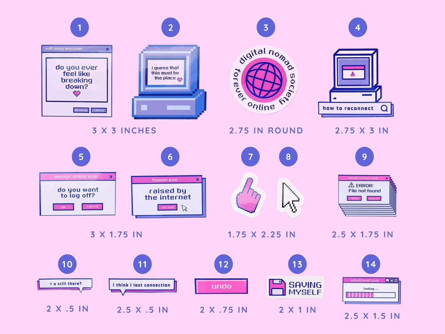 90s 2000s Aesthetic Stickers Internet Emo Sticker Set Elder - Etsy