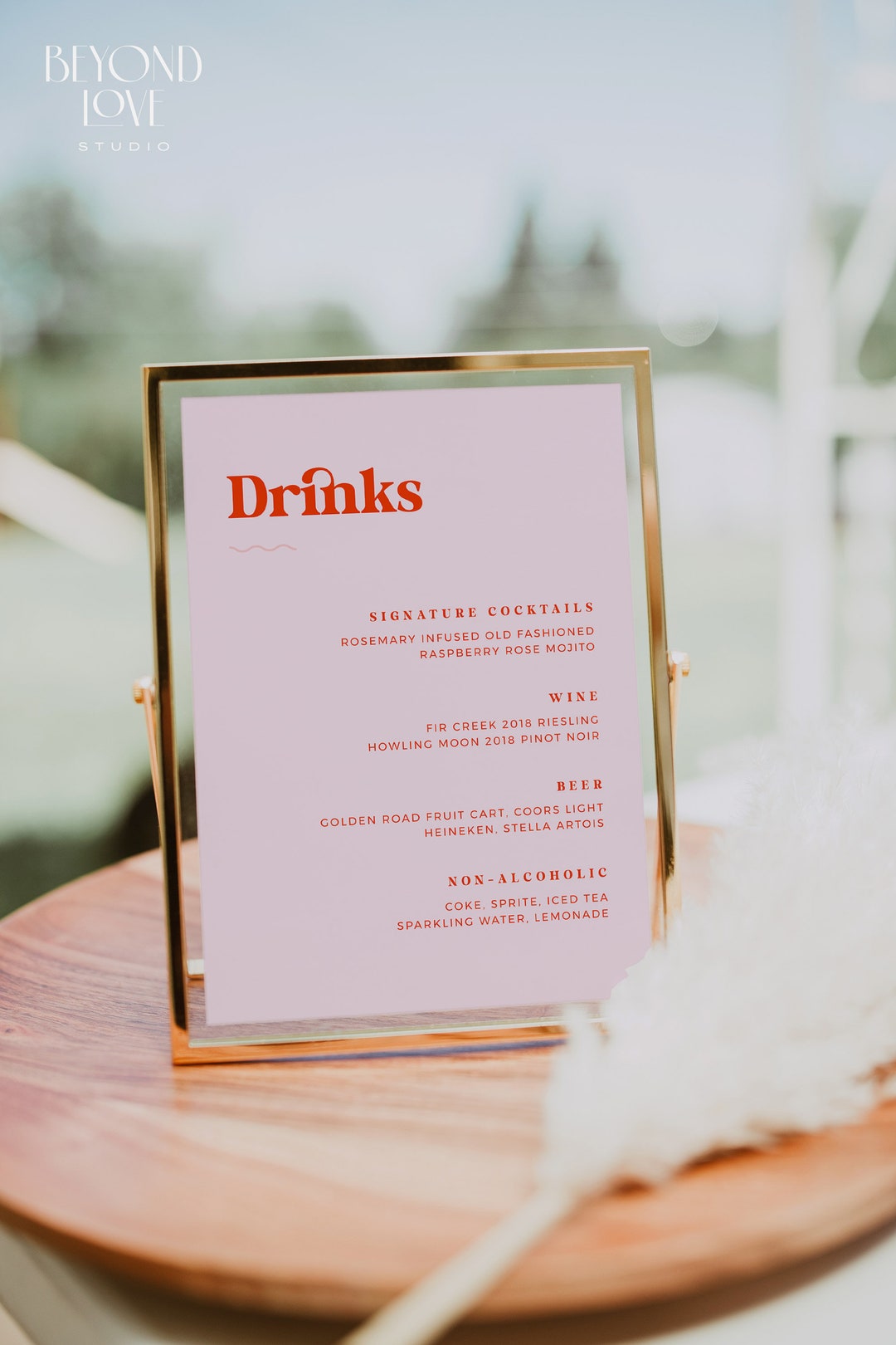 PALOMA Modern Retro Drinks Menu Sign, 8x10" Editable Wedding Bar Menu ...