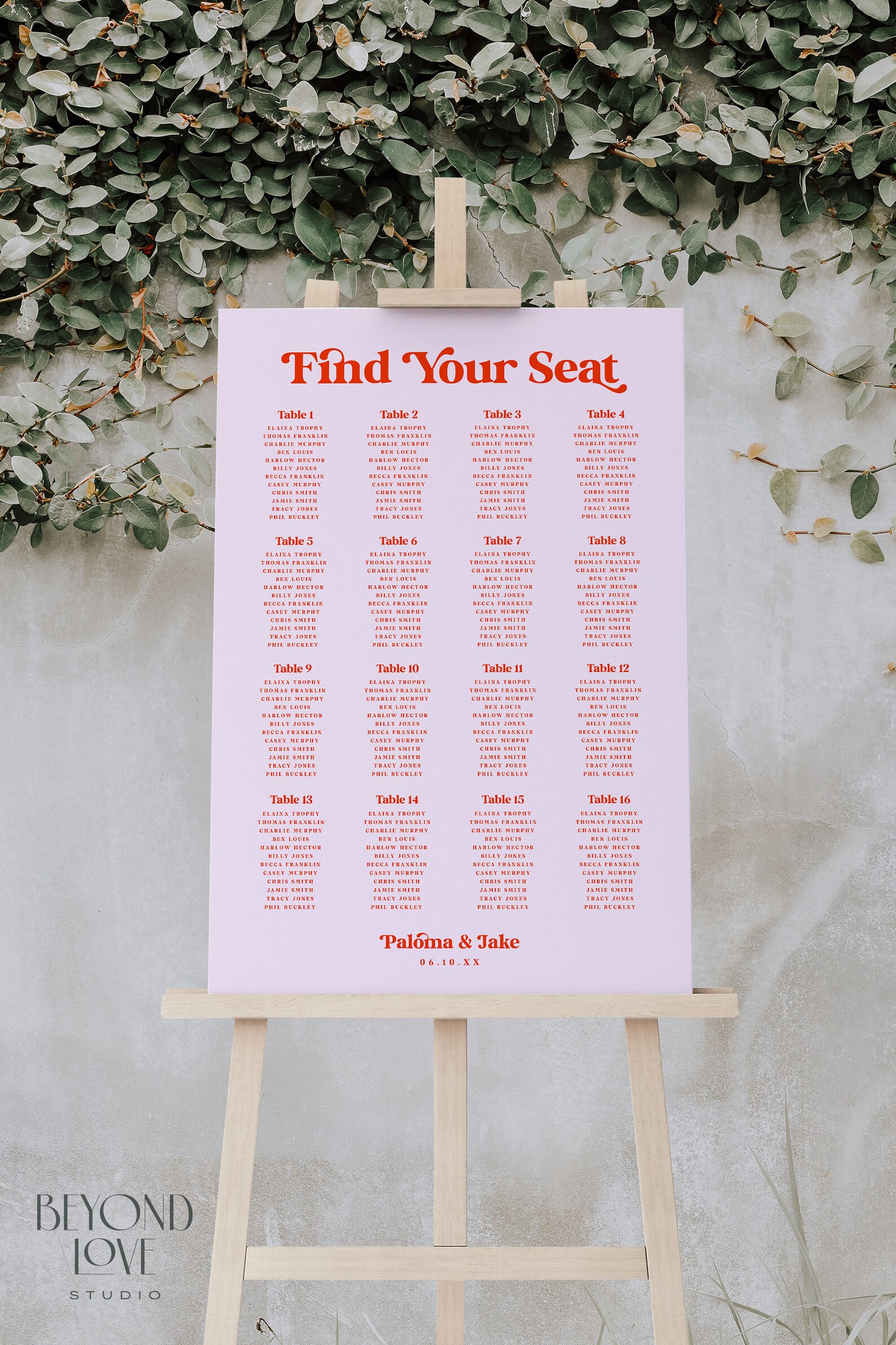 PALOMA Modern Retro Seating Chart Template Wedding Seating - Etsy