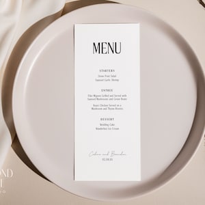 CELINE Modern Elegant Wedding Menu Template, Classic Black & White ...