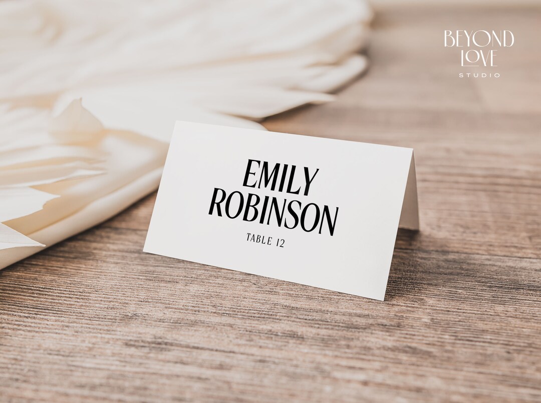 CELINE Modern Elegant Name Card Template, Editable Wedding Place Cards ...