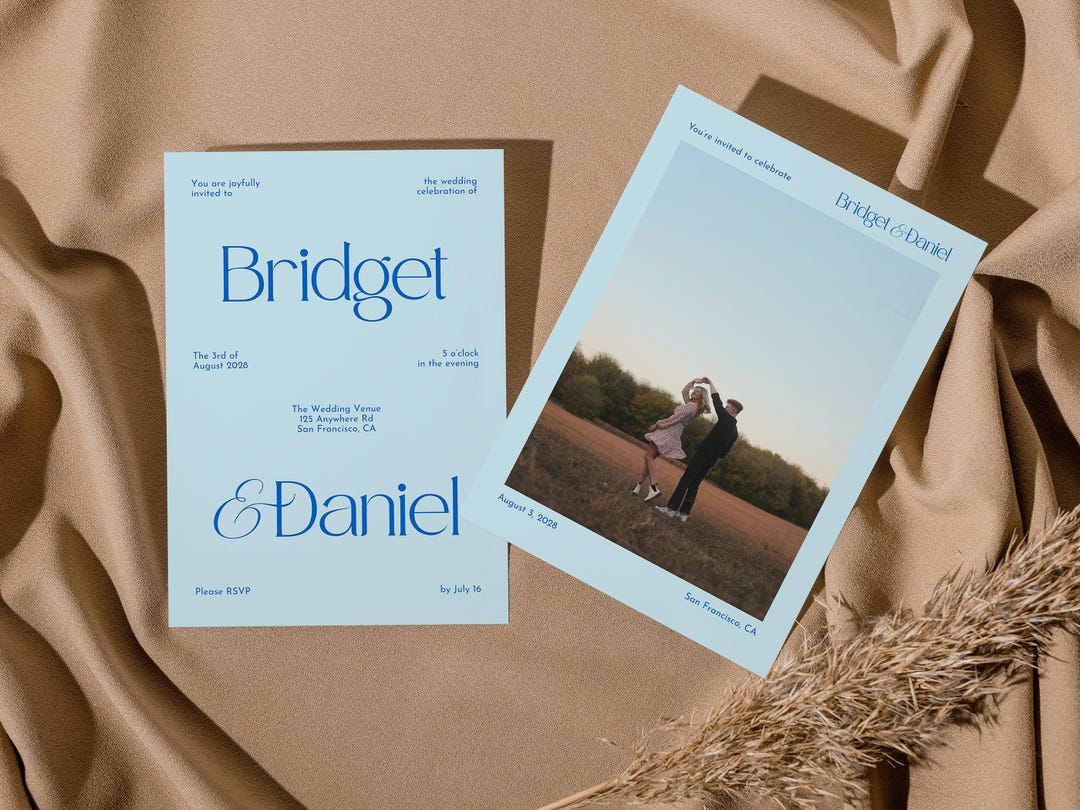BRI Elegant Wedding Invitation Template, Printable Photo Wedding Cards ...
