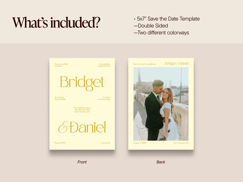 BRI Elegant Wedding Invitation Template, Printable Photo Wedding Cards ...