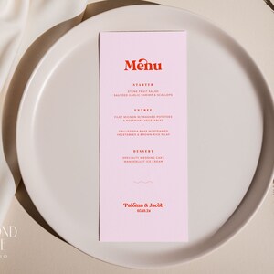PALOMA Pink & Red Retro Menu Modern Simple Menu Template - Etsy