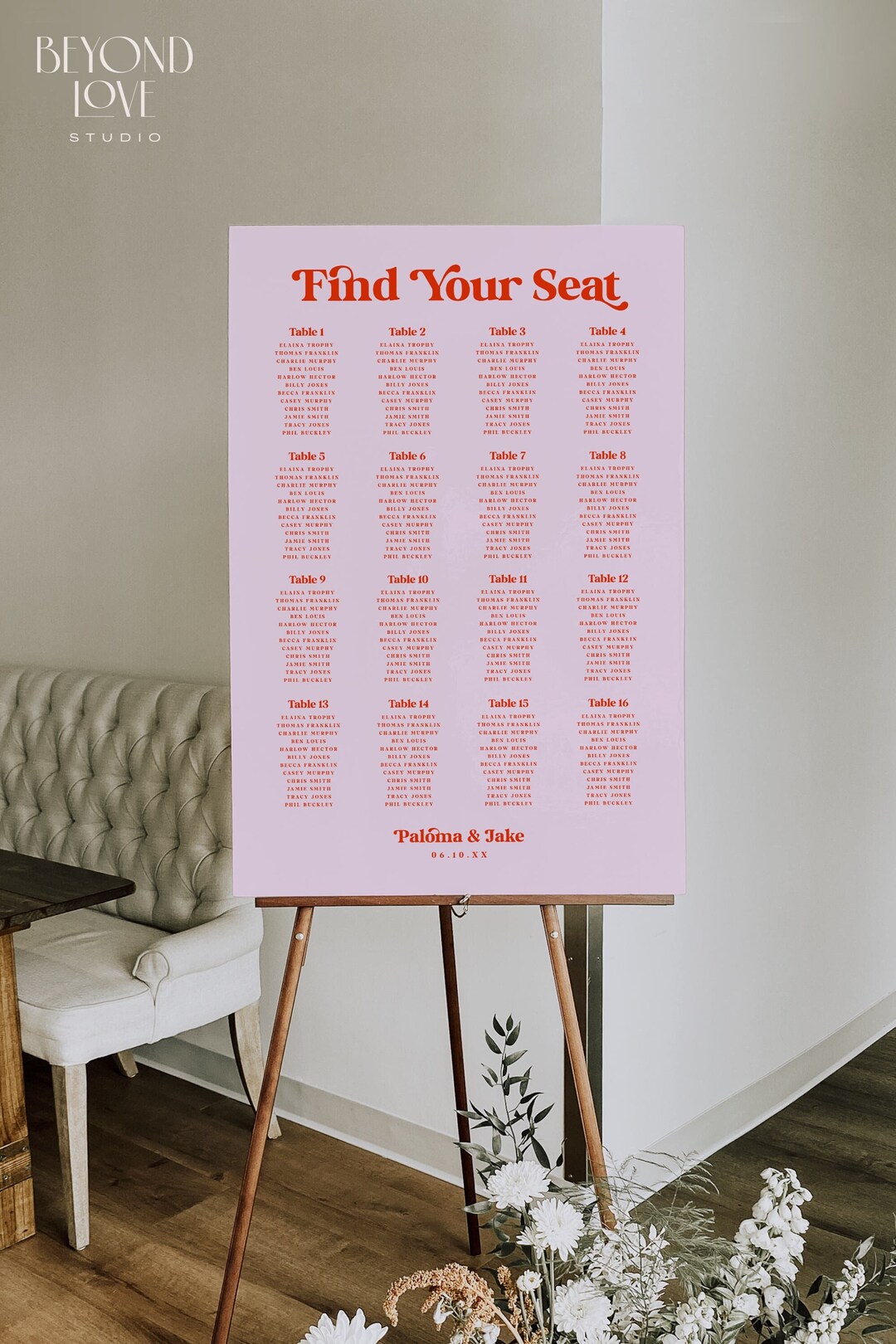 PALOMA Modern Retro Seating Chart Template, Wedding Seating Chart, Find ...