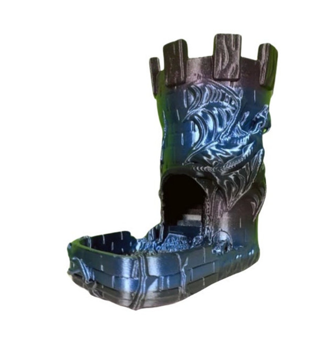 3D Printed Fantasy Dice Tower Castle With Dragon - Etsy