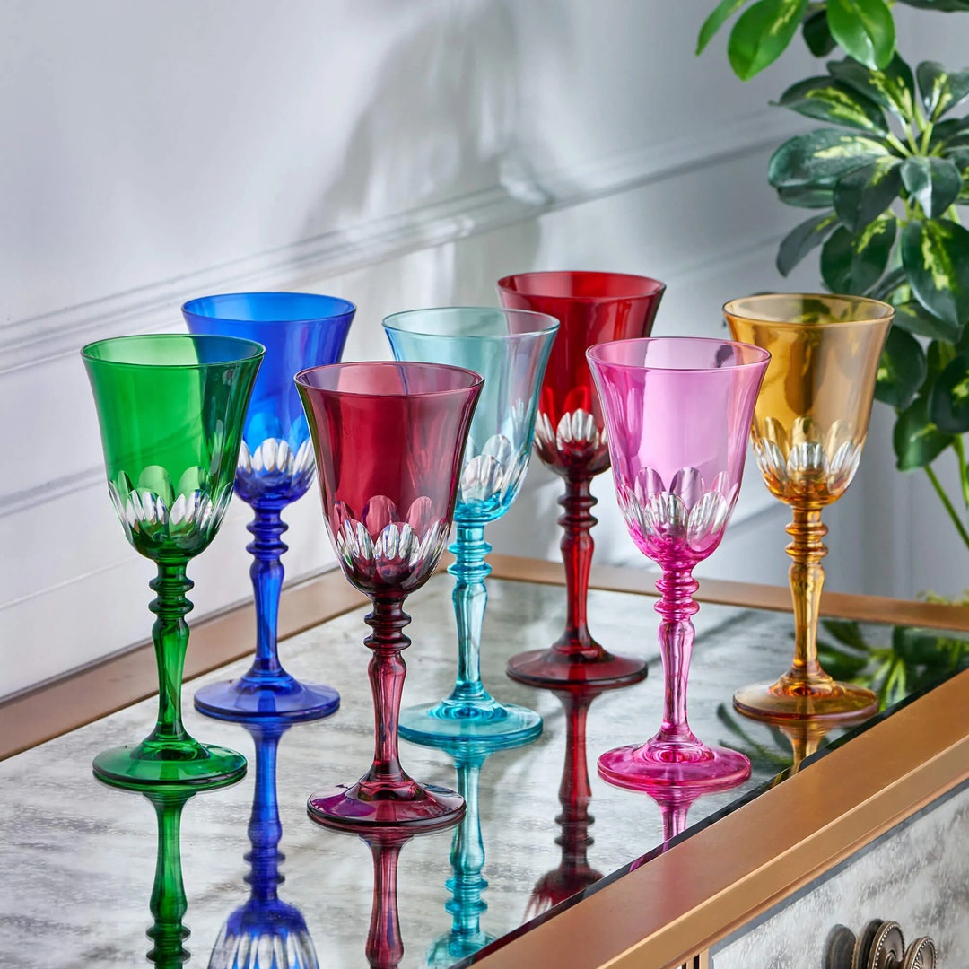 Colored Crystal Grape Cut Wine Glass, Vintage and Stylish Wine Glasses ...