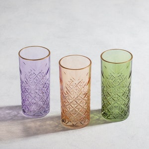 Russian Crystal Cut Tall Drinking Glass, Vintage Gold Rimmed Juice Glass, Tall Cocktail Glasses ...