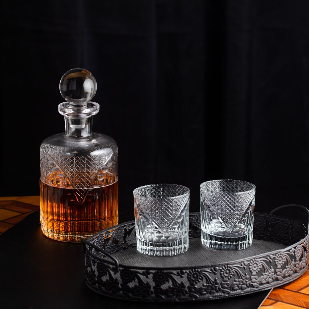 Handcrafted Crystal Cut Whiskey Set, Luxury Decanter With Matching ...