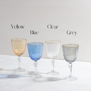 Vintage Crystal Colored Wine Glasses With Gold Mouth Plated, Vintage ...