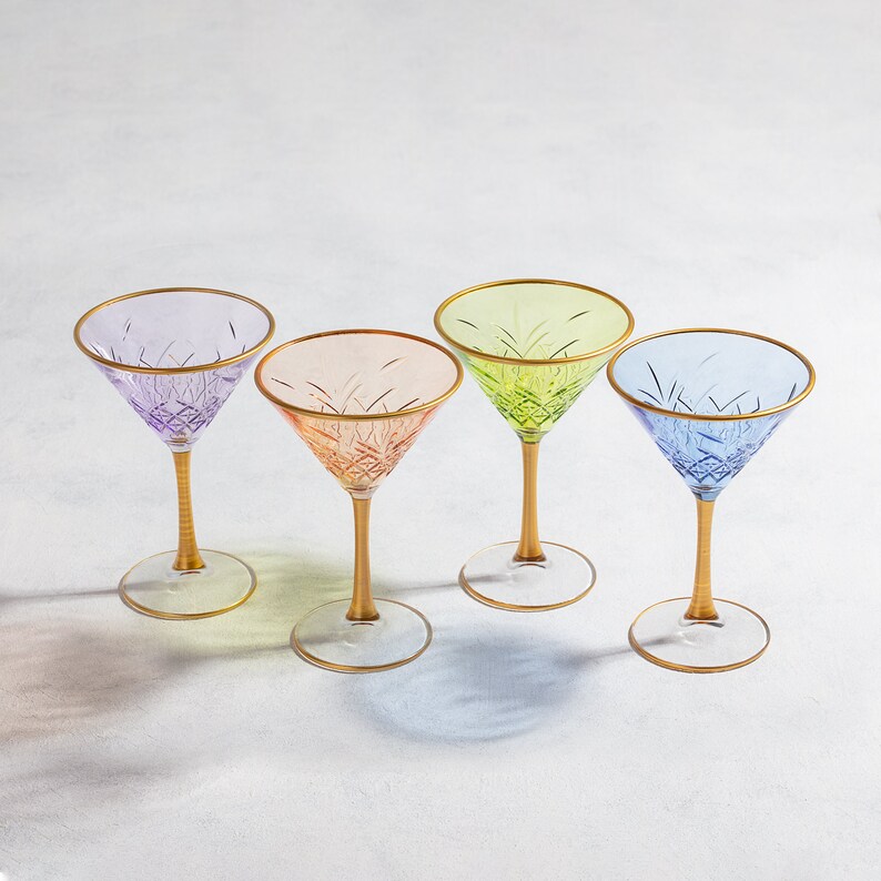 Vintage Crystal Martini Glass With Gold Trim Boho Alcohol - Etsy