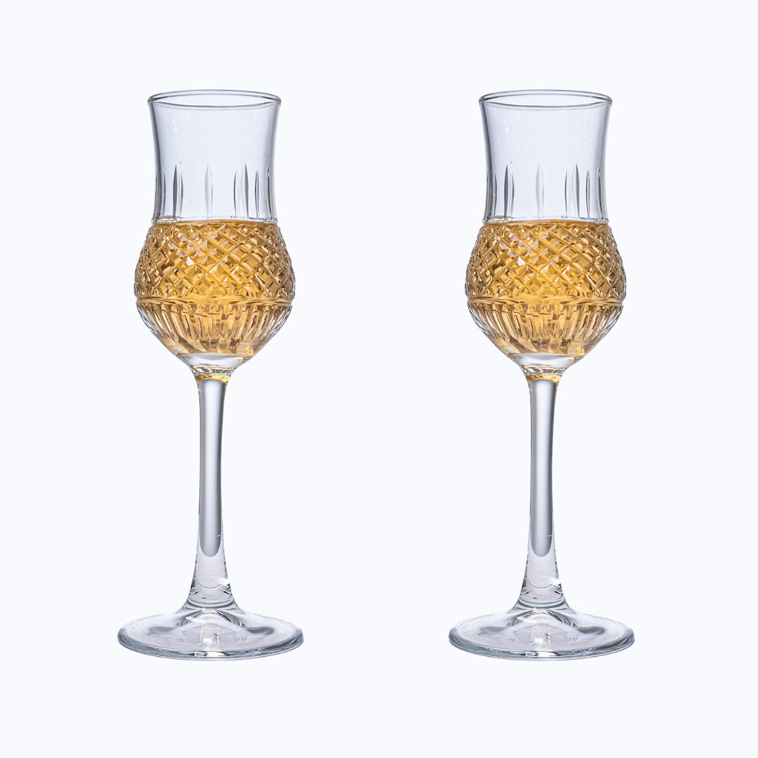 Exquisite Crystal Cut Grappa Glasses Set Elegant Italian Inspired ...
