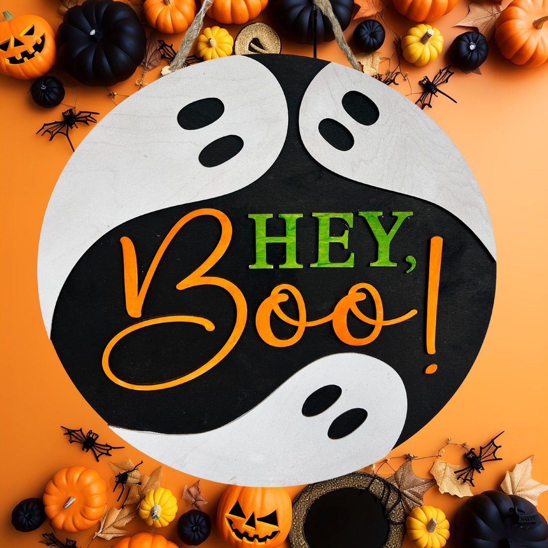 Hey Boo Halloween Door Hanger Hey Boo Halloween Door - Etsy