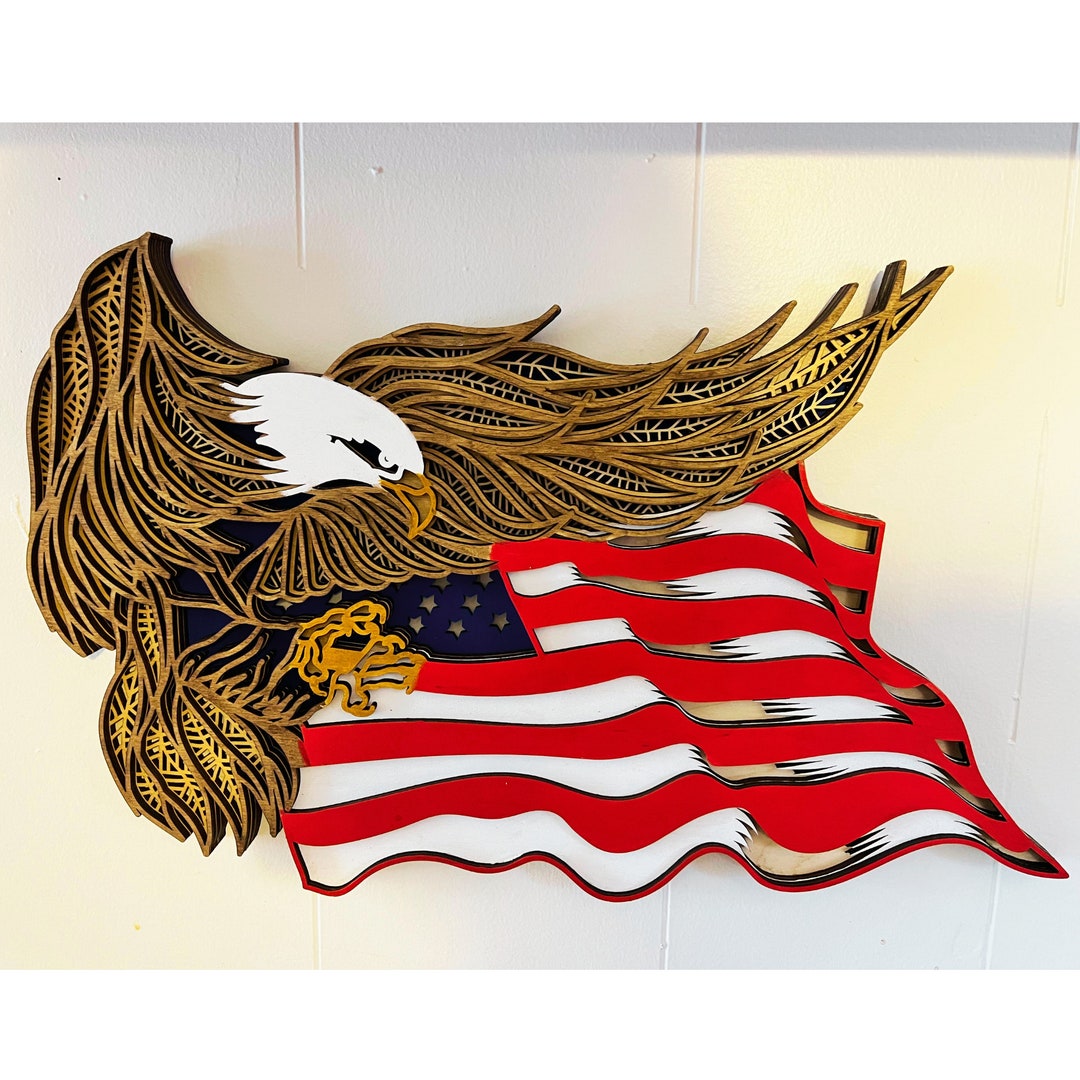 American Flag Eagle American Flag American Eagle Wall Decor Patriotic ...