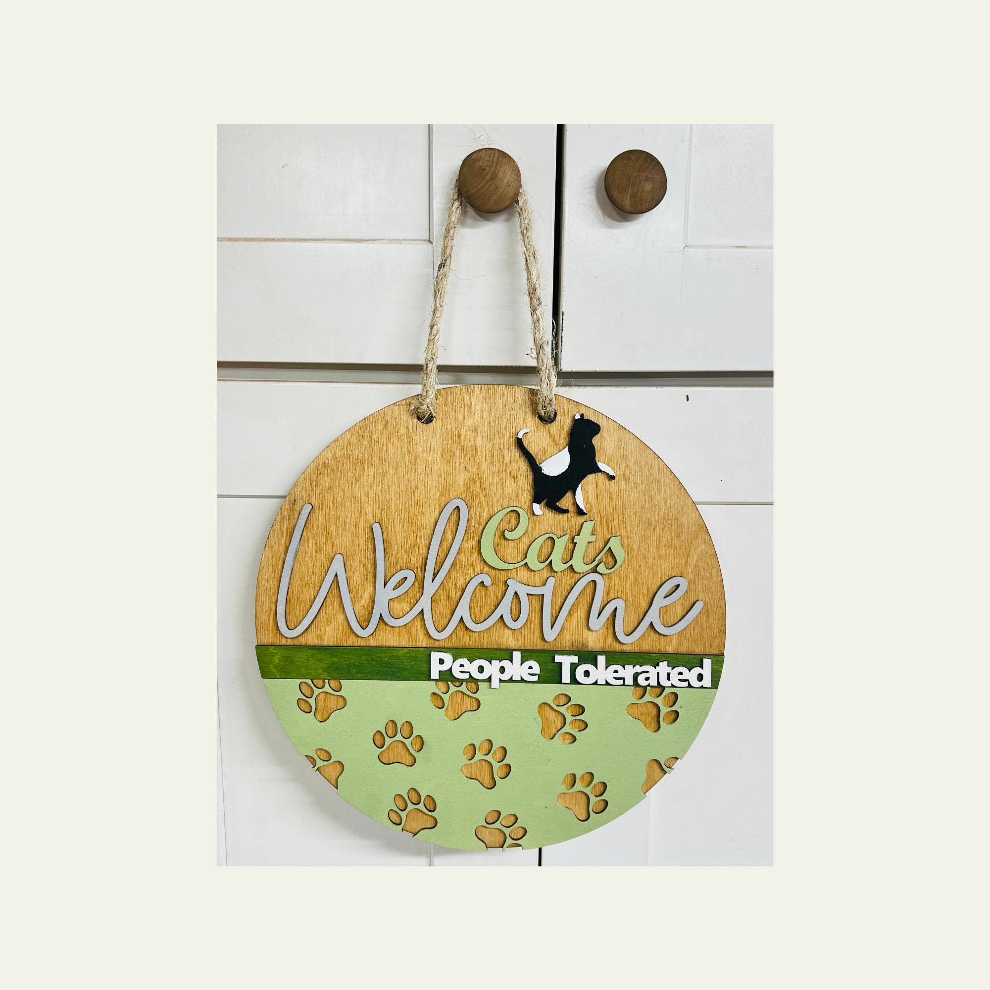 Cat's Welcome People Tolerated Cat Welcome Sign Cat Sign Funny Cat Door ...