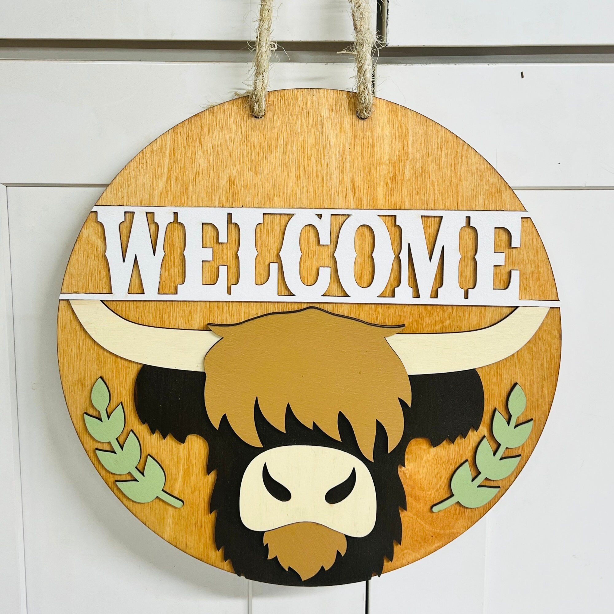 Highland Cow Welcome Sign Cow Welcome Sign Door Hanger Front Door ...
