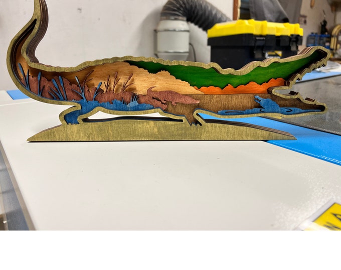 Vintage Carved Wood Alligator / Crocodile Sculpture - Etsy