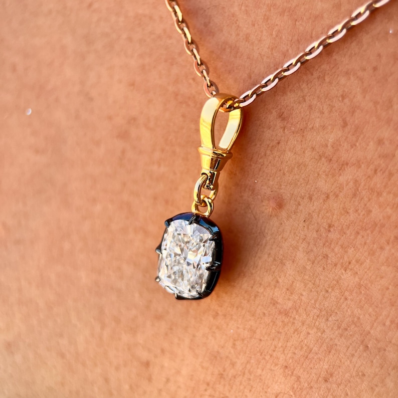 Georgian Style Cut Down Button Back Diamond Pendant, IGI Lab Grown ...