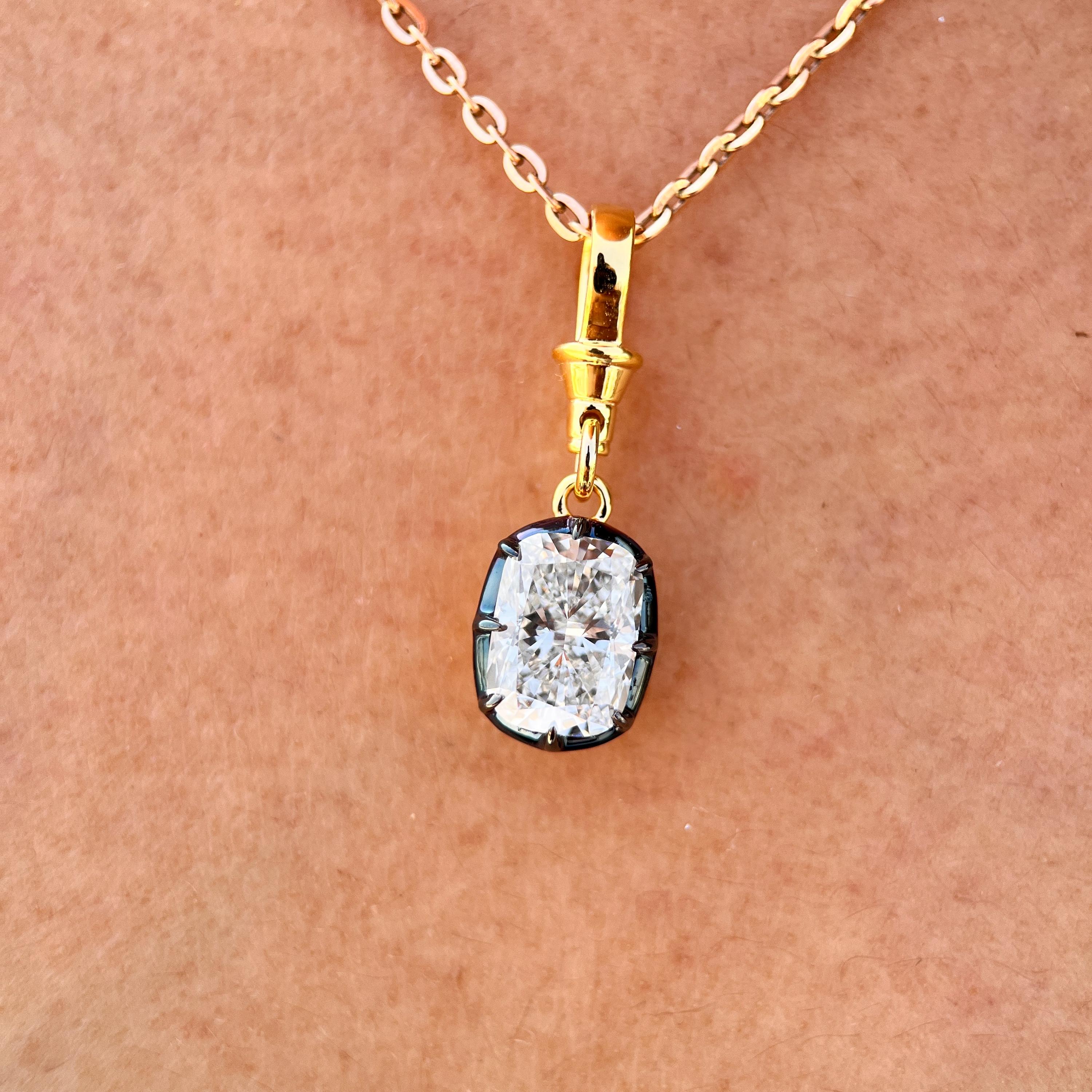 Georgian Style Cut Down Button Back Diamond Pendant, IGI Lab Grown ...