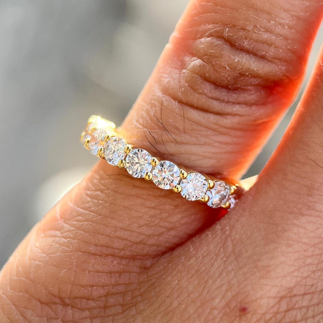3mm Lab Diamond Half Eternity Band, Lab Grown Diamond Wedding Band ...