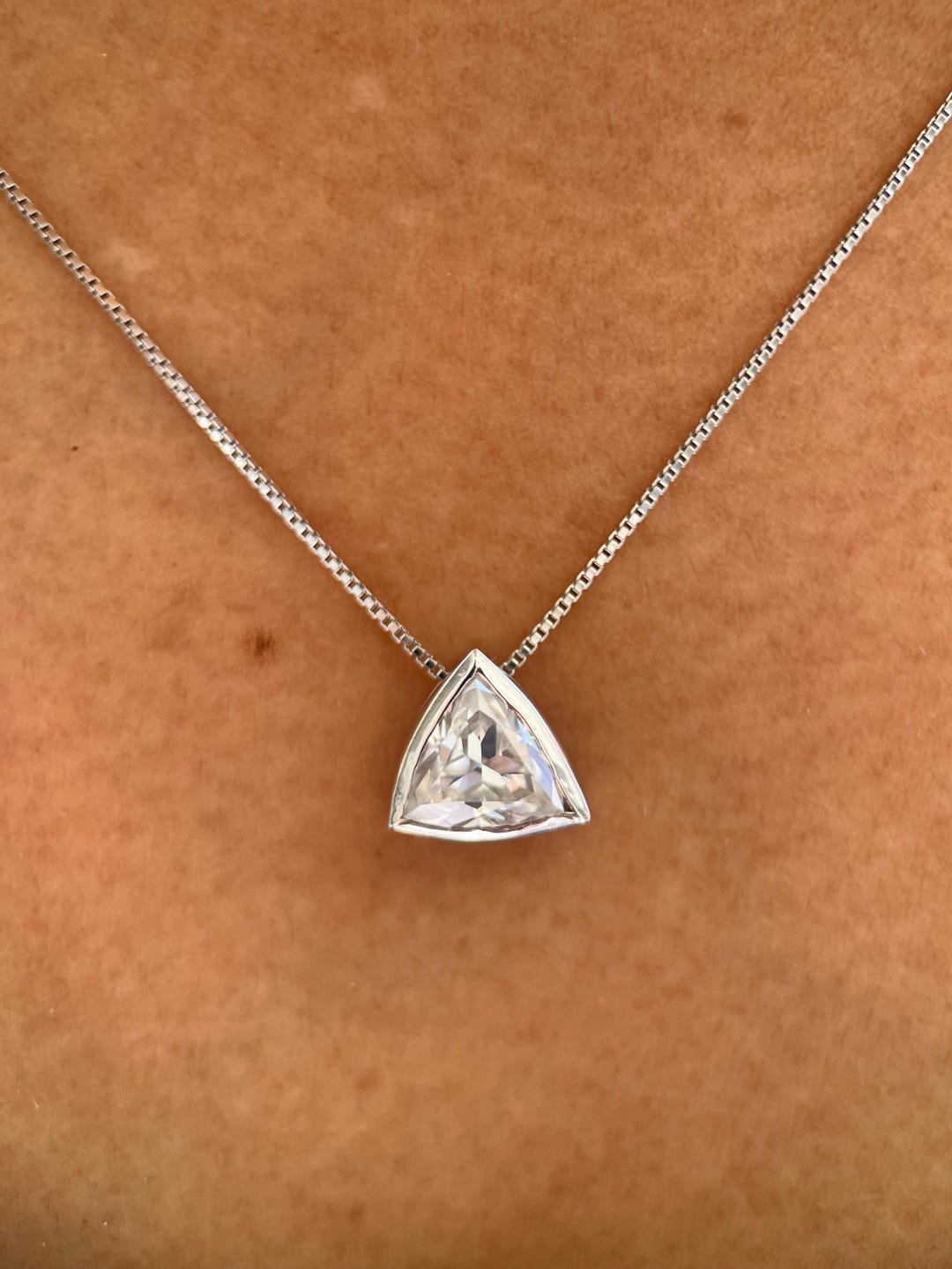 Trillion Cut Lab Grown Diamond Pendant, Solid Gold Trillion Lab Diamond ...