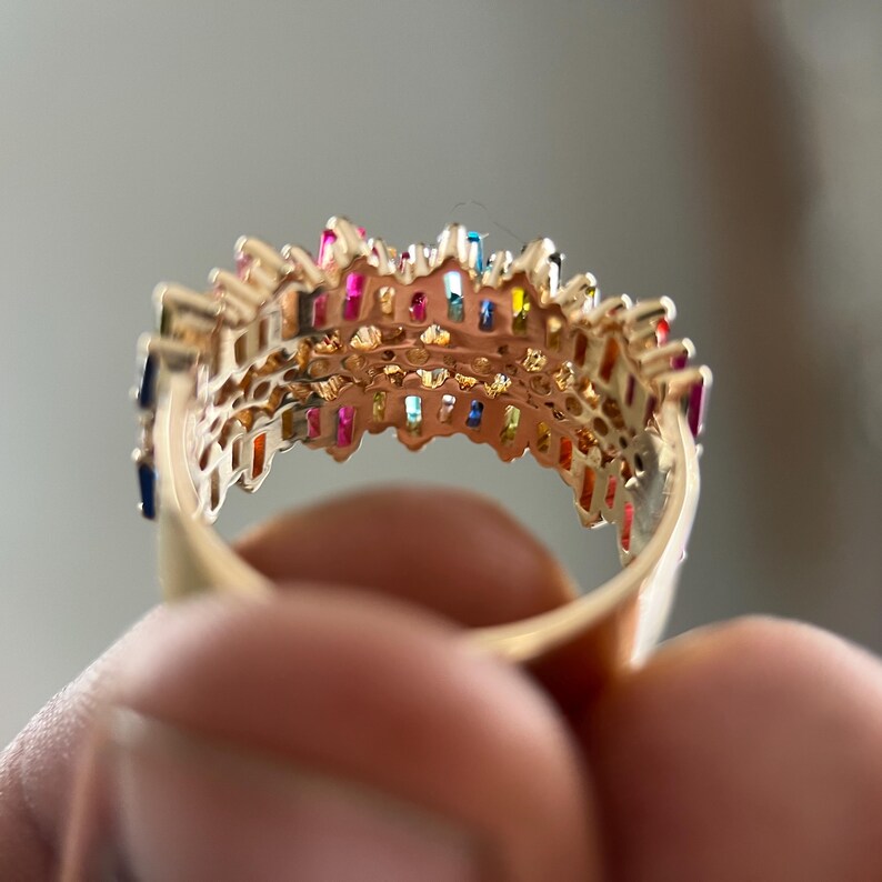 Multi-color Engagement Ring for Women, Multi-color Ring for Her, Multi ...