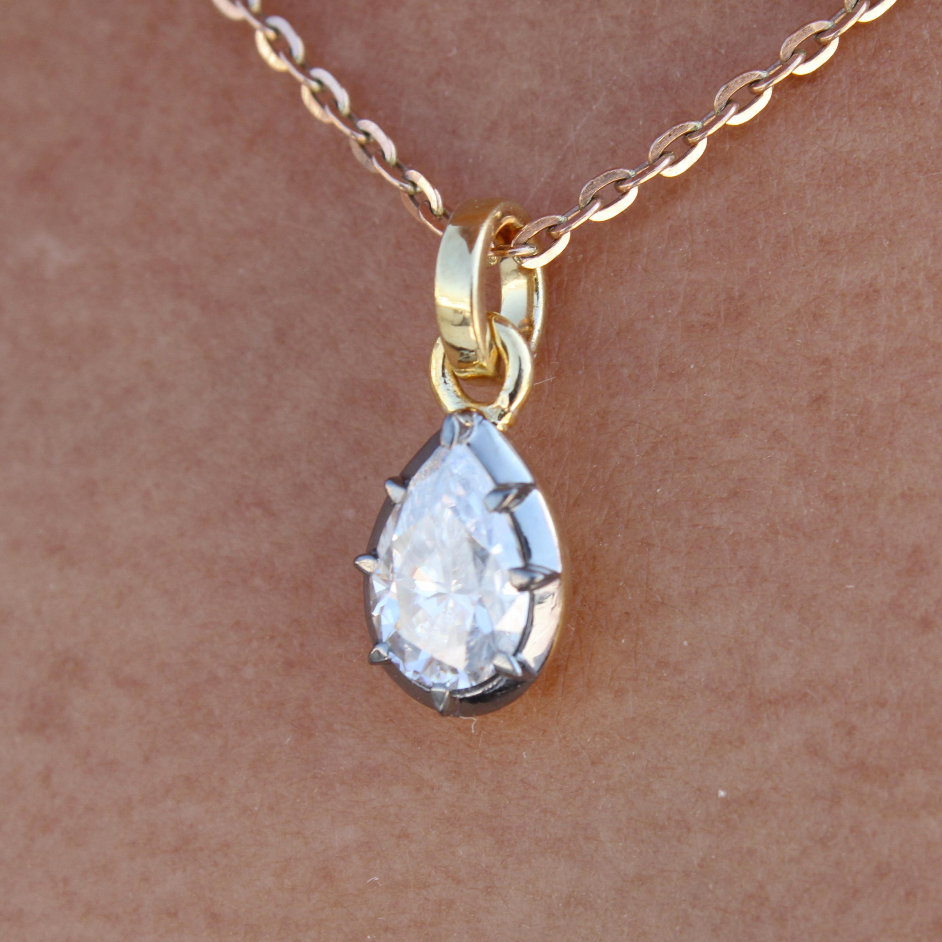 Pear Collet Set Georgian Style Cut Down Button Back Lab Grown Diamond ...