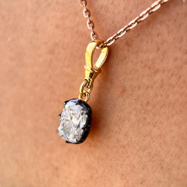 Georgian Style Cut Down Button Back Diamond Pendant, IGI Lab Grown ...