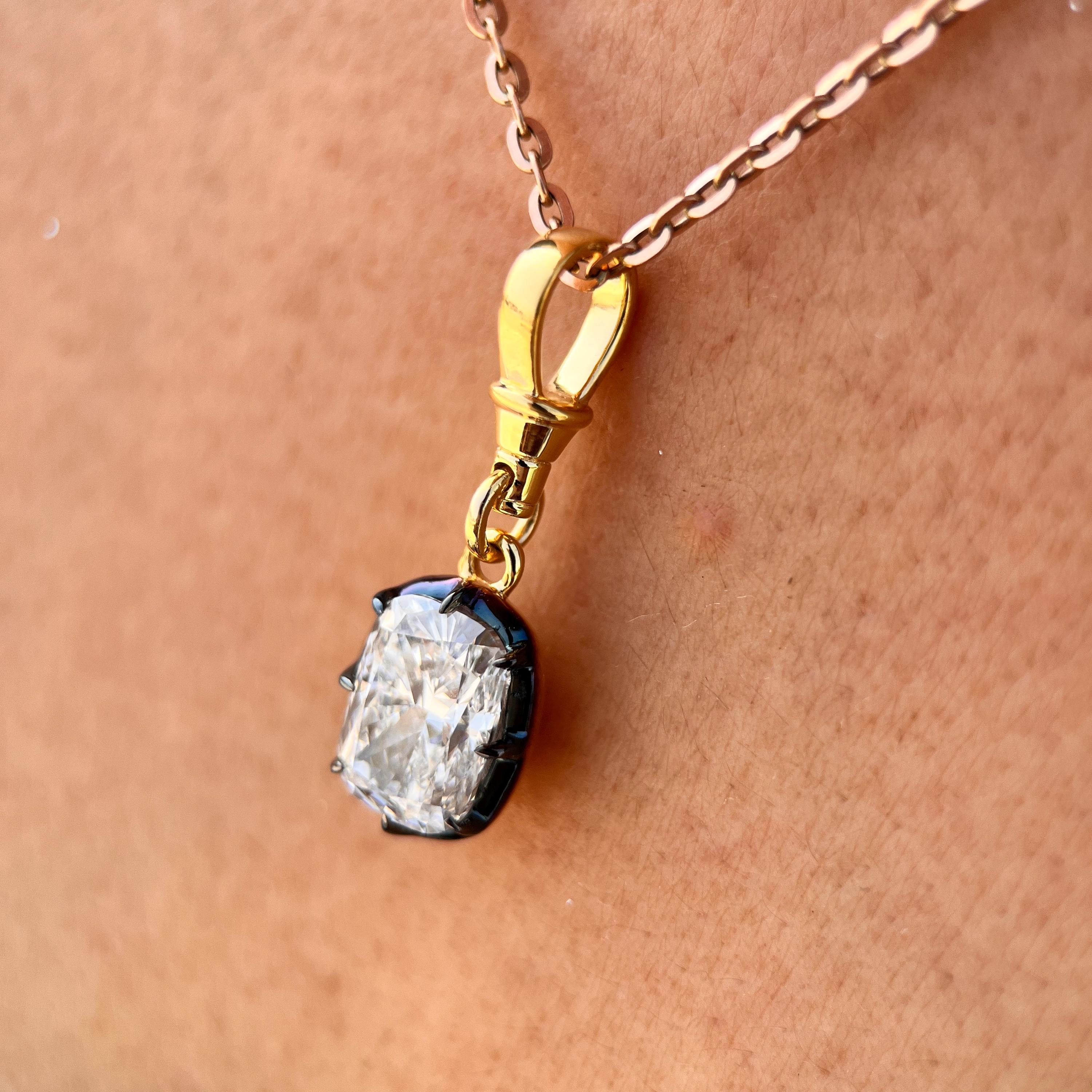 Georgian Style Cut Down Button Back Diamond Pendant, IGI Lab Grown ...