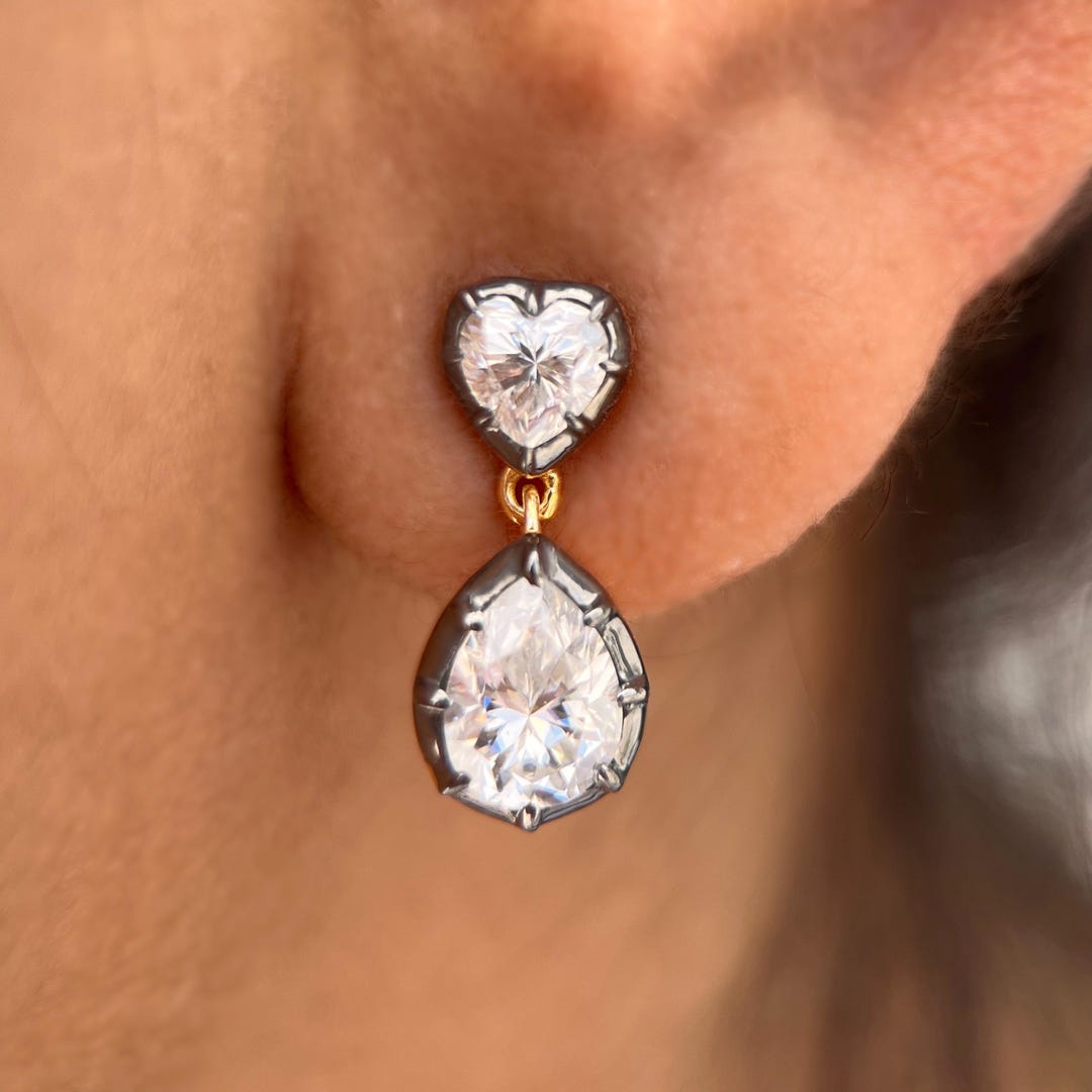 Georgian Cut Down Button Back Setting Multi-shape Earring, Victorian ...