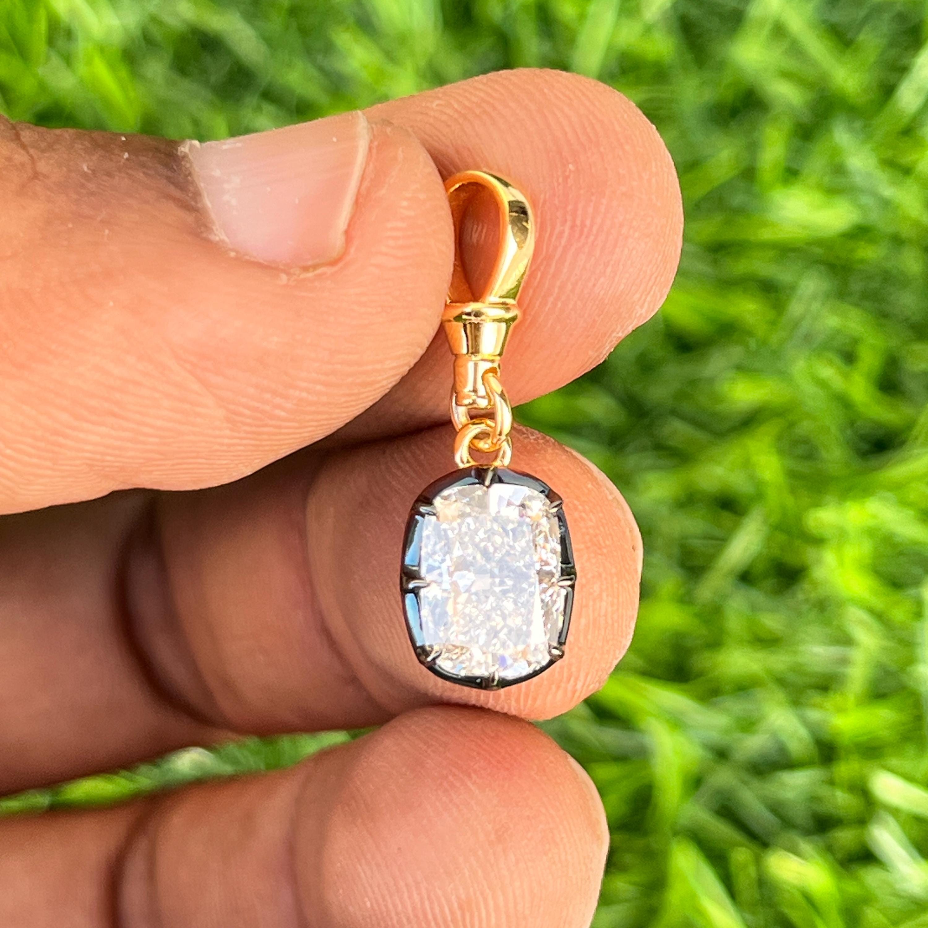Georgian Style Cut Down Button Back Diamond Pendant, IGI Lab Grown ...