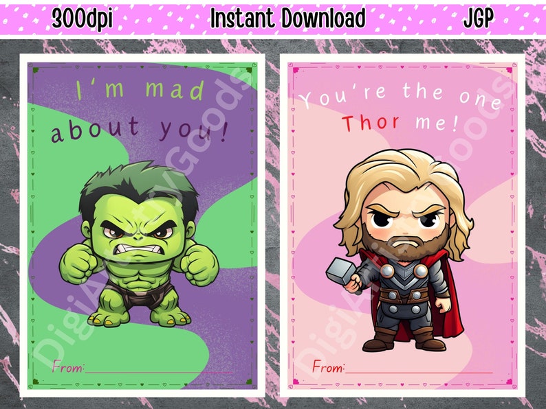Superhero Valentines Day Cards, Printable Valentine Cards, Class ...