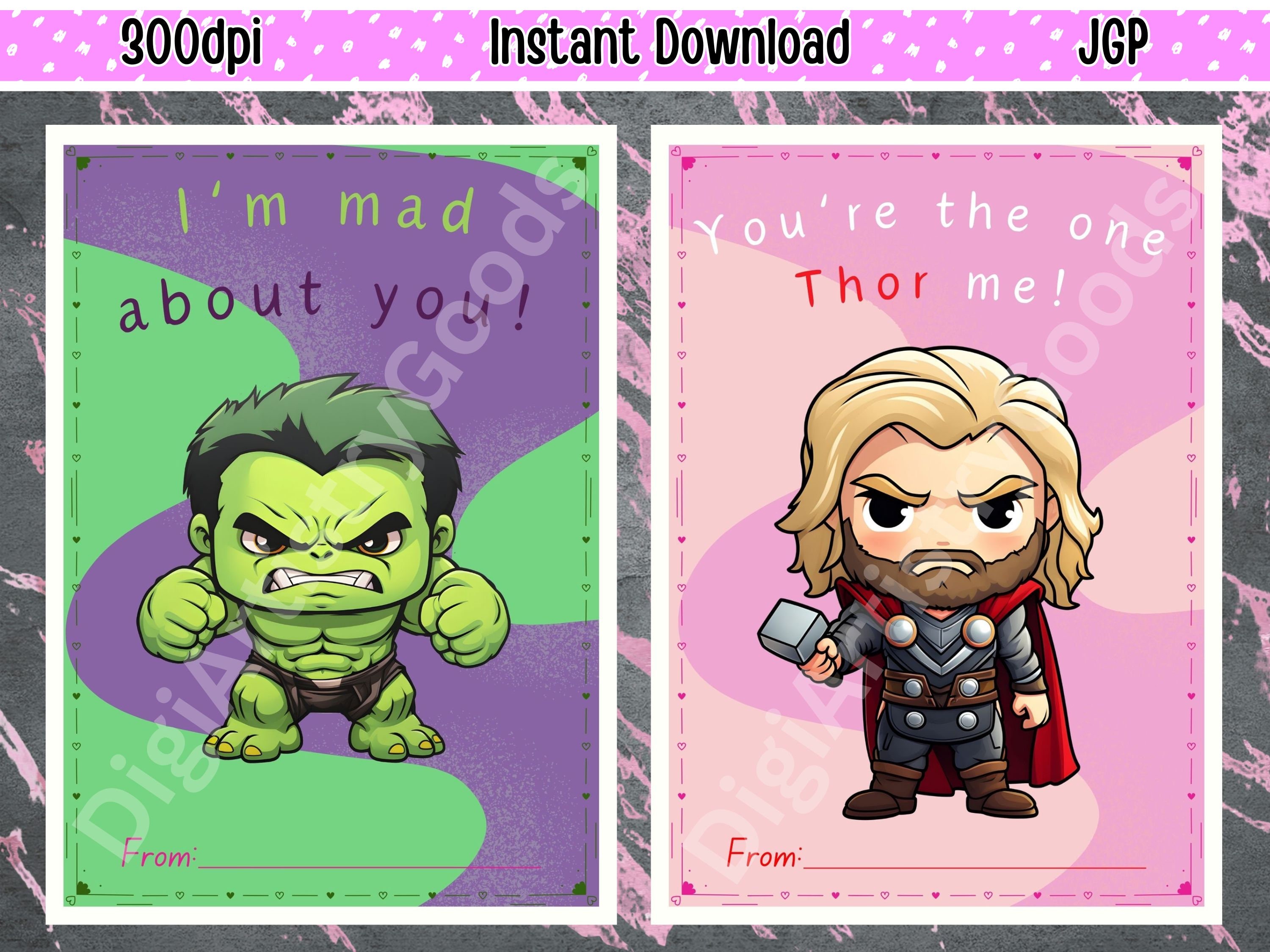 Superhero Valentines Day Cards, Printable Valentine Cards, Class ...