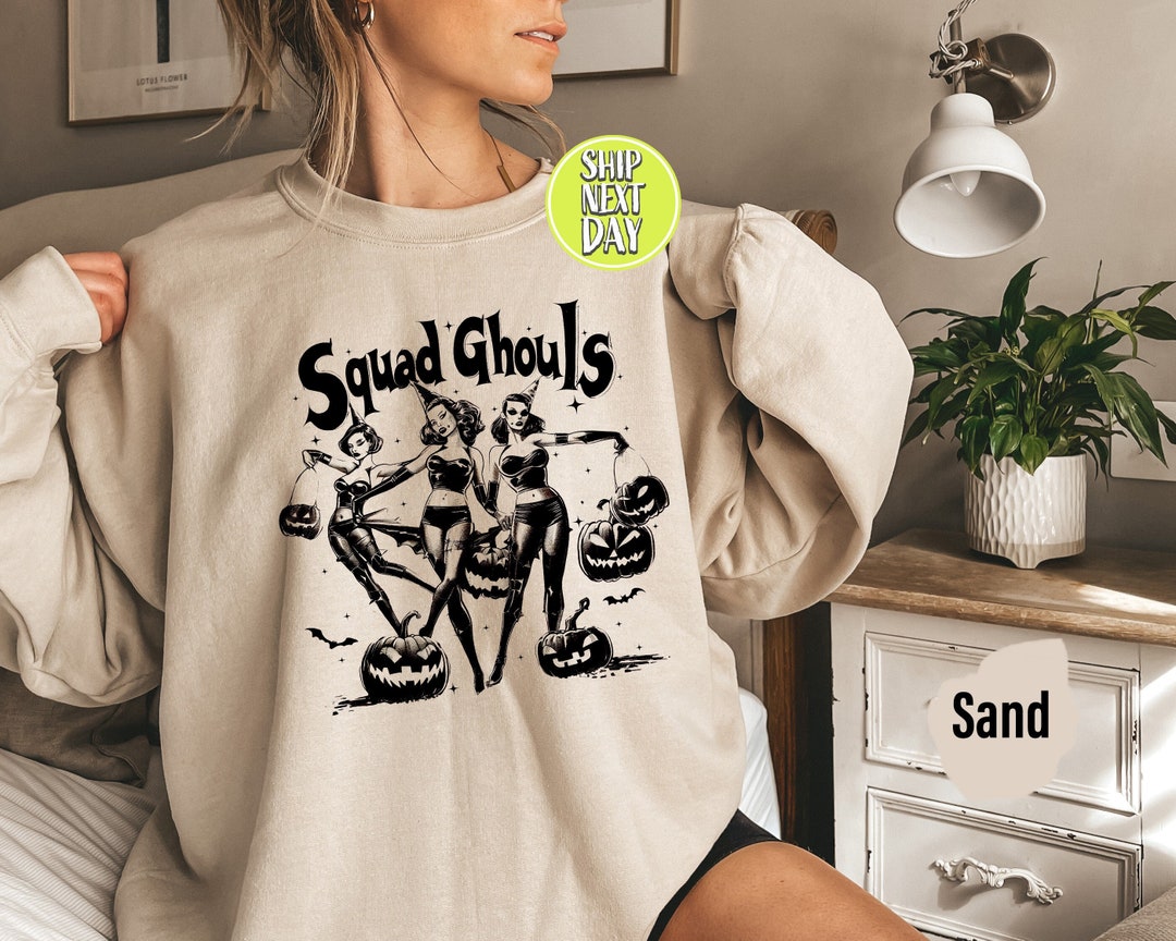 Gothic Squad Ghouls Witches Girls Sweatshirt: Squad Halloween Sweat, Spooky Season Sweatshirt ...