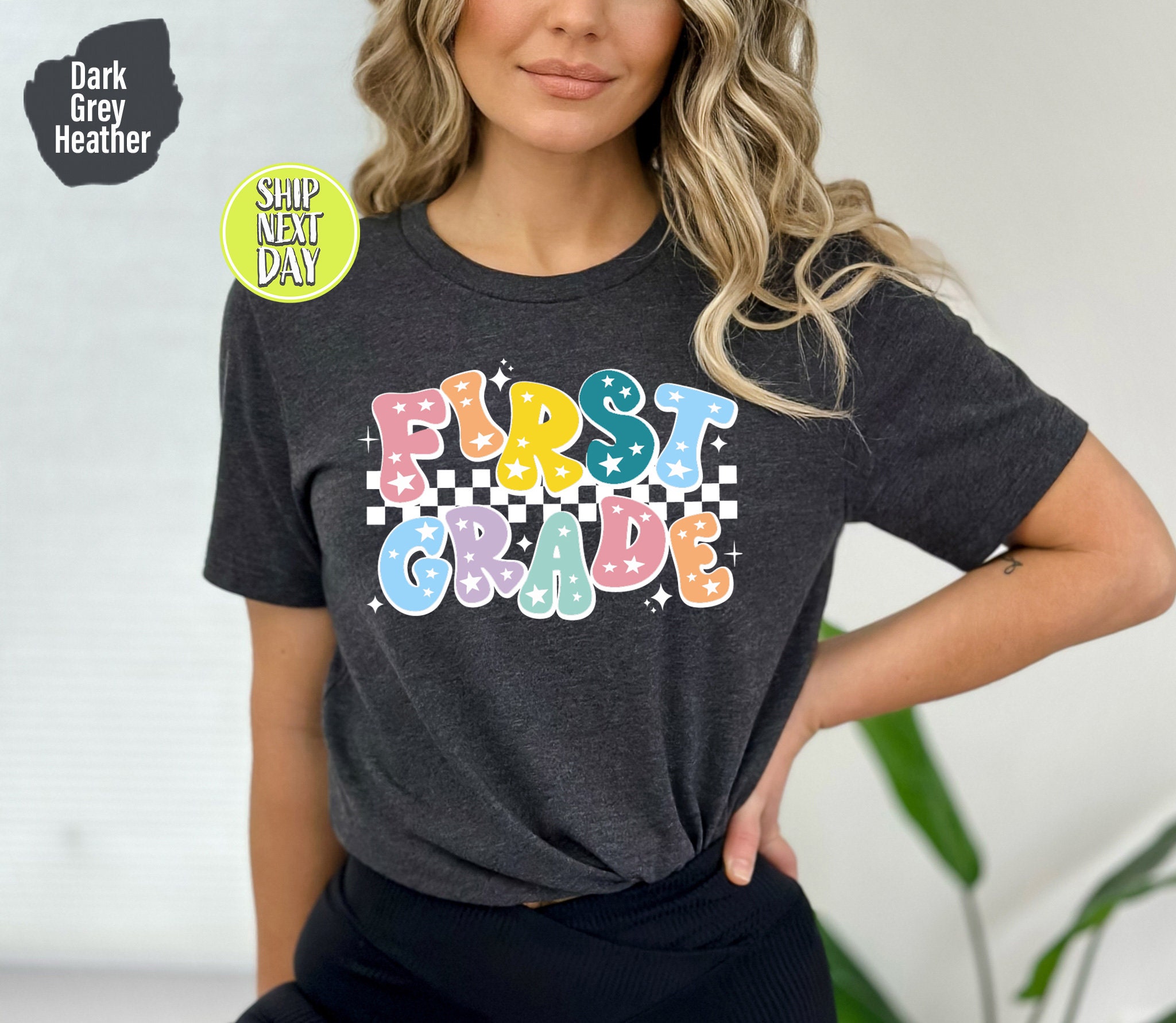 Checkered First Grade First Day of School T-shirt, First Grade T-shirt ...