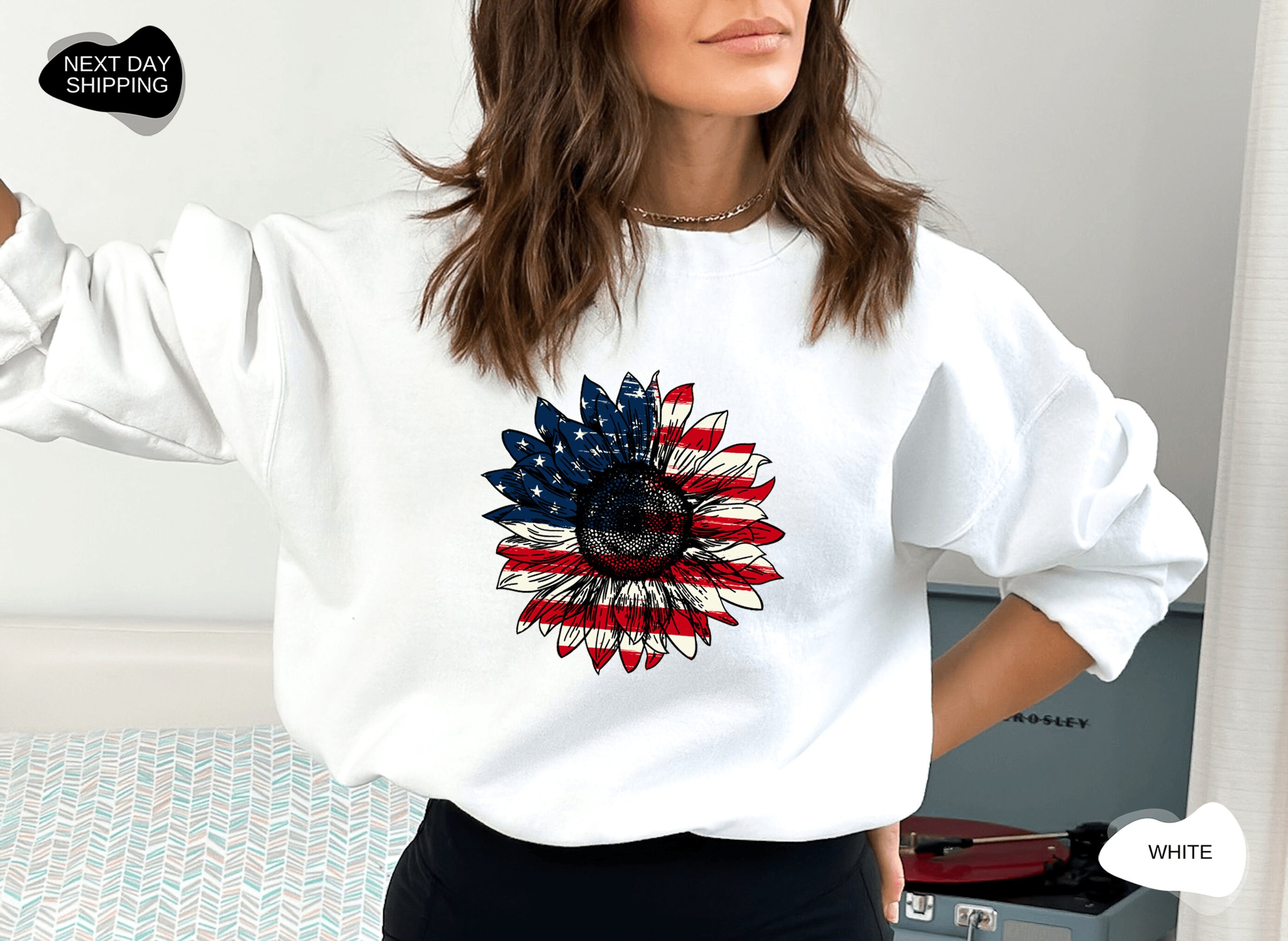 America Sunflower Sweat USA Flag Sweat Patriotic Sweat 4th - Etsy