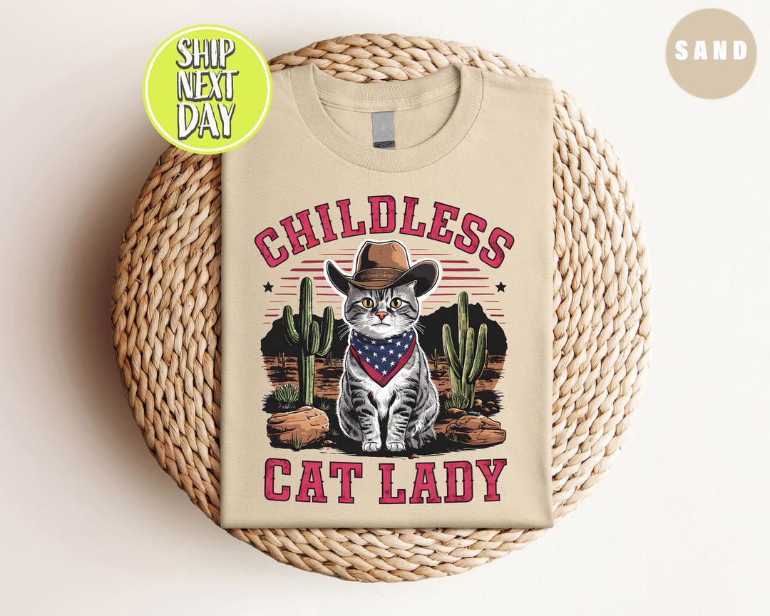 Vintage Childless Cat Lady is Voting T-shirt, Election Shirt, Vice ...