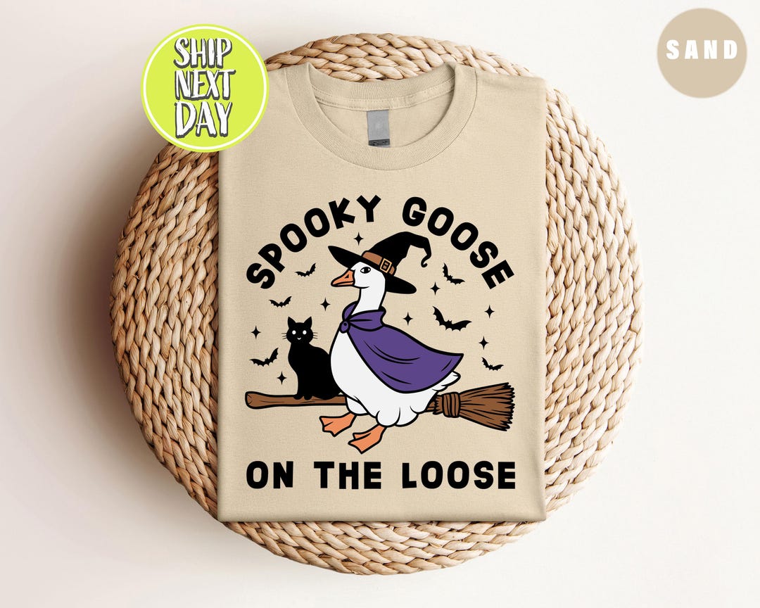 Spooky Goose on the Loose Black Cat T-shirt, Ghost Black Cat Tees ...