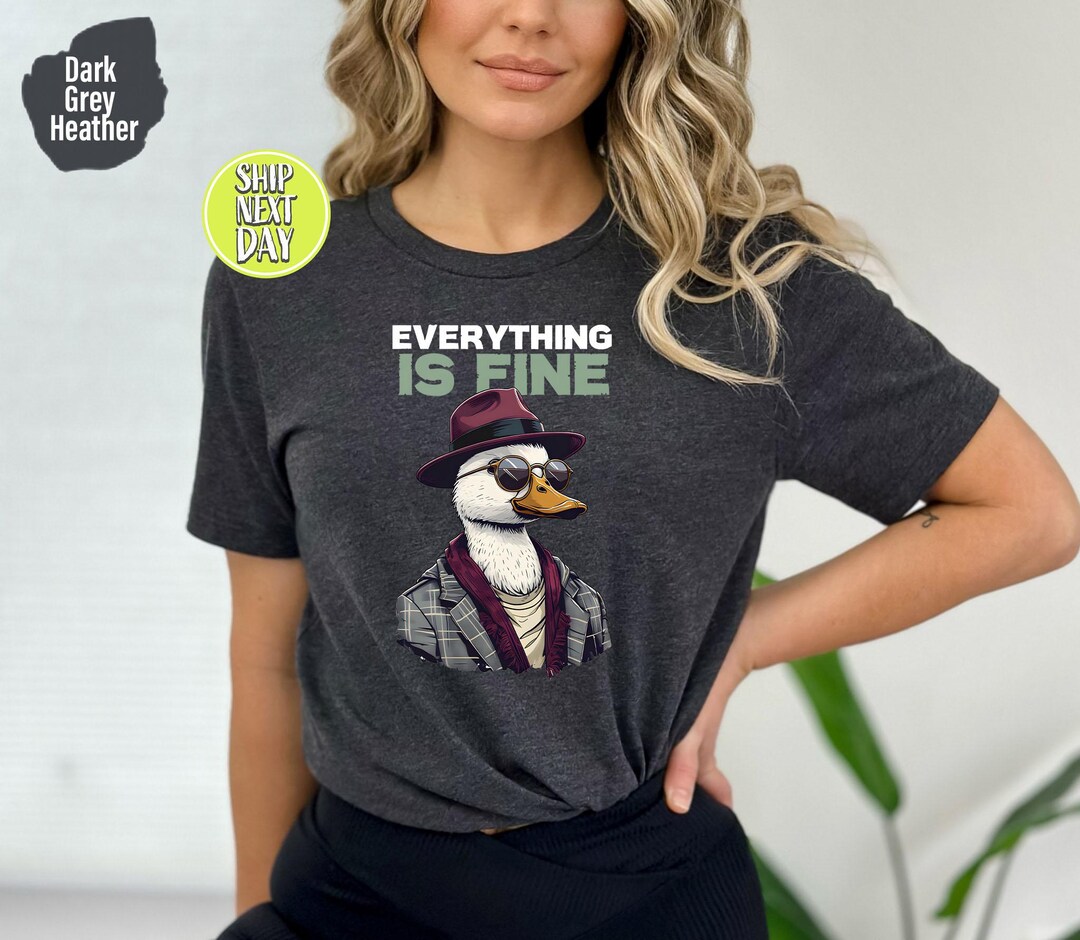 Everything is Fine Duck With Vintage Tshirt, Funny Gift Duck Lover ...