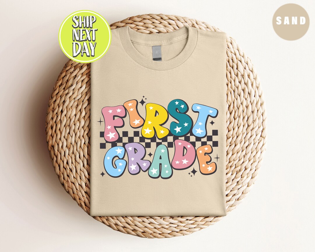 Checkered First Grade First Day of School T-shirt, First Grade T-shirt ...