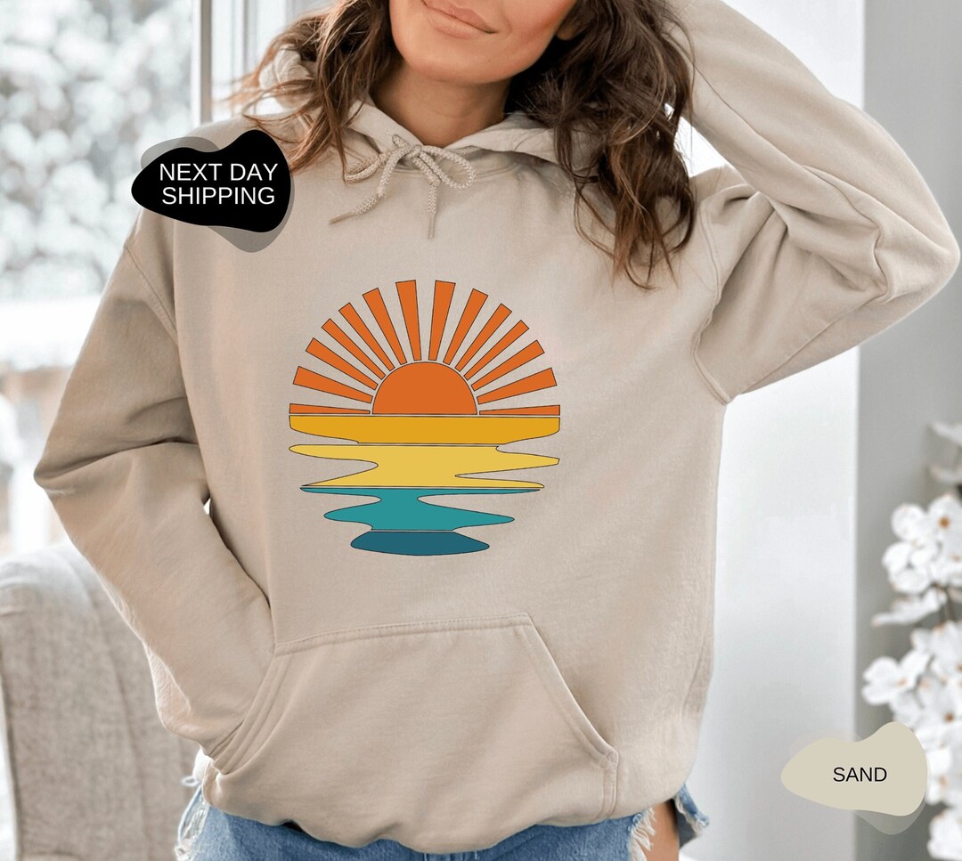 Retro Sun Rays Hoodie, Sunset Rays, Retro Vintage Hoodie, Retro Vintage ...