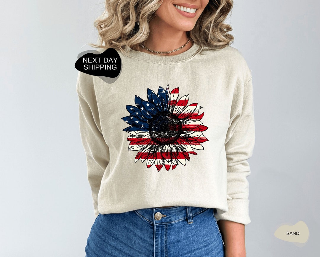 America Sunflower Sweat, USA Flag Sweat, Patriotic Sweat, 4th of July ...
