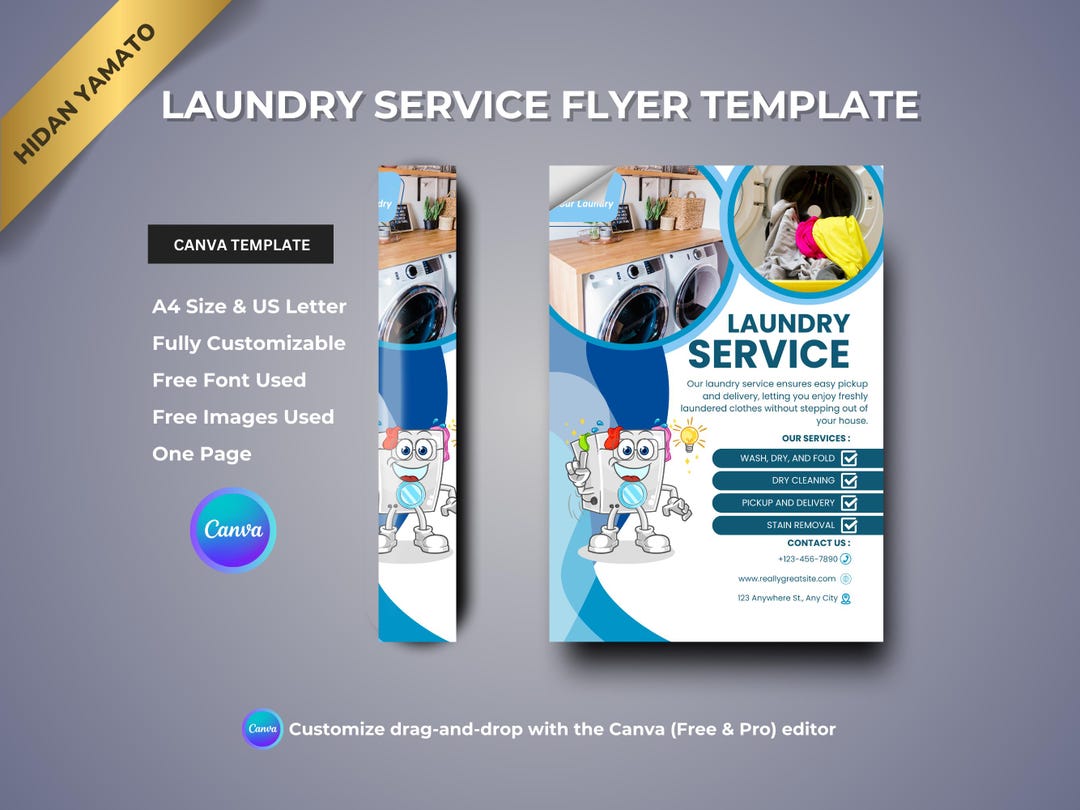 Laundry Service Flyer Template Editable Design for Laundromats, Dry ...