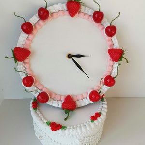 30cm Acylic Wall Clock,fake Cherry Cake Clock,custom Wall Hanging Cake ...