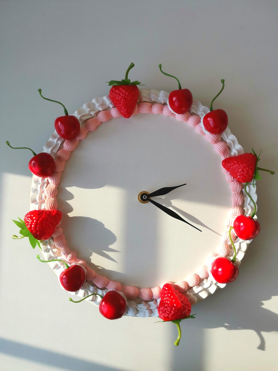 30cm Acylic Wall Clock,fake Cherry Cake Clock,custom Wall Hanging Cake ...