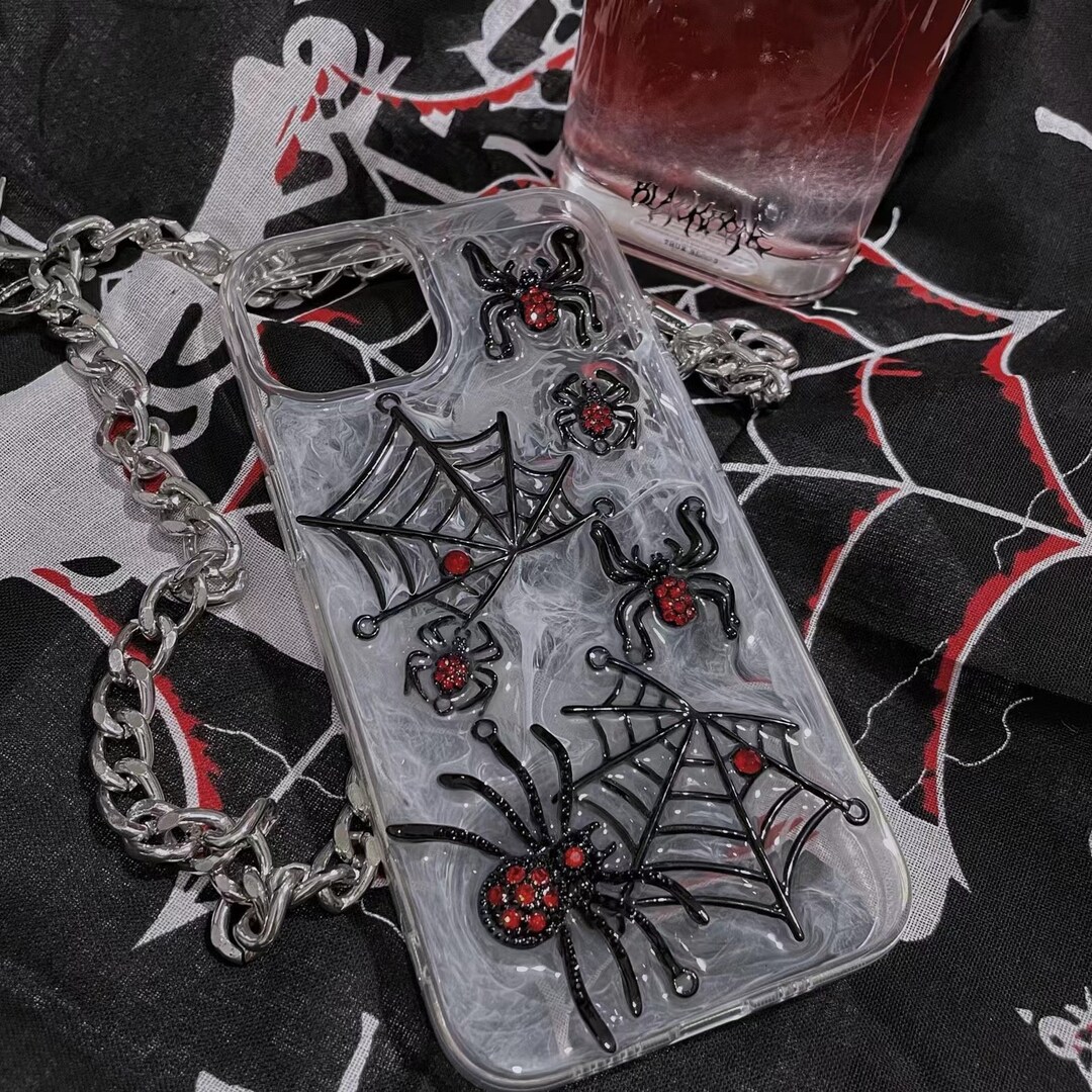 Dark Style Spider Web White Painted Phone Case,custom Epoxy Phone Case ...