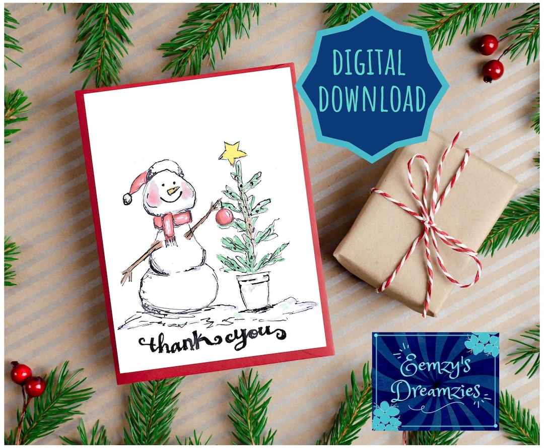 Printable Christmas Thank You Card, Thank You Card, Christmas Card ...