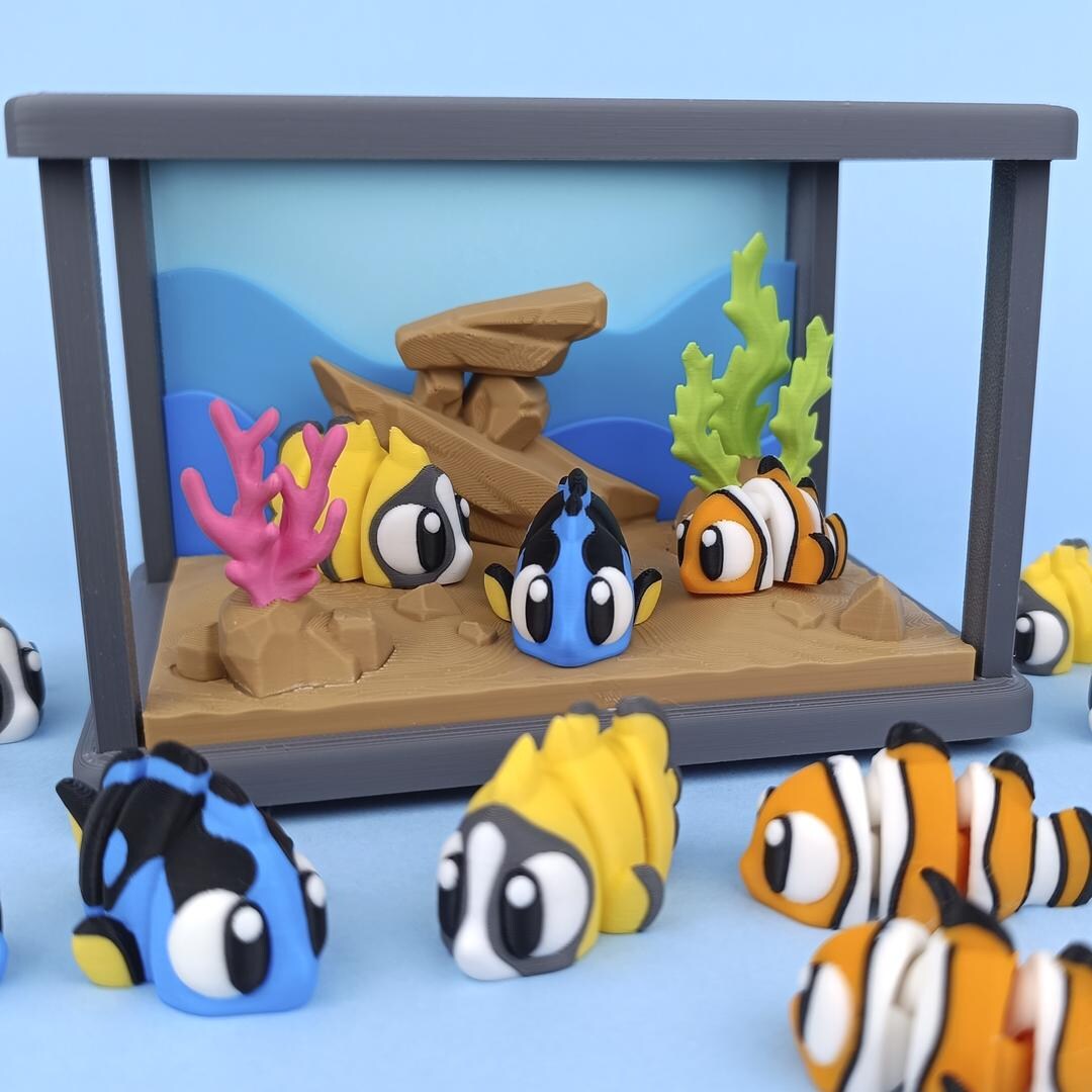 3D Printed Fish Toy Set – Cute Aquarium Decor – Sea Animals – Lobsters ...