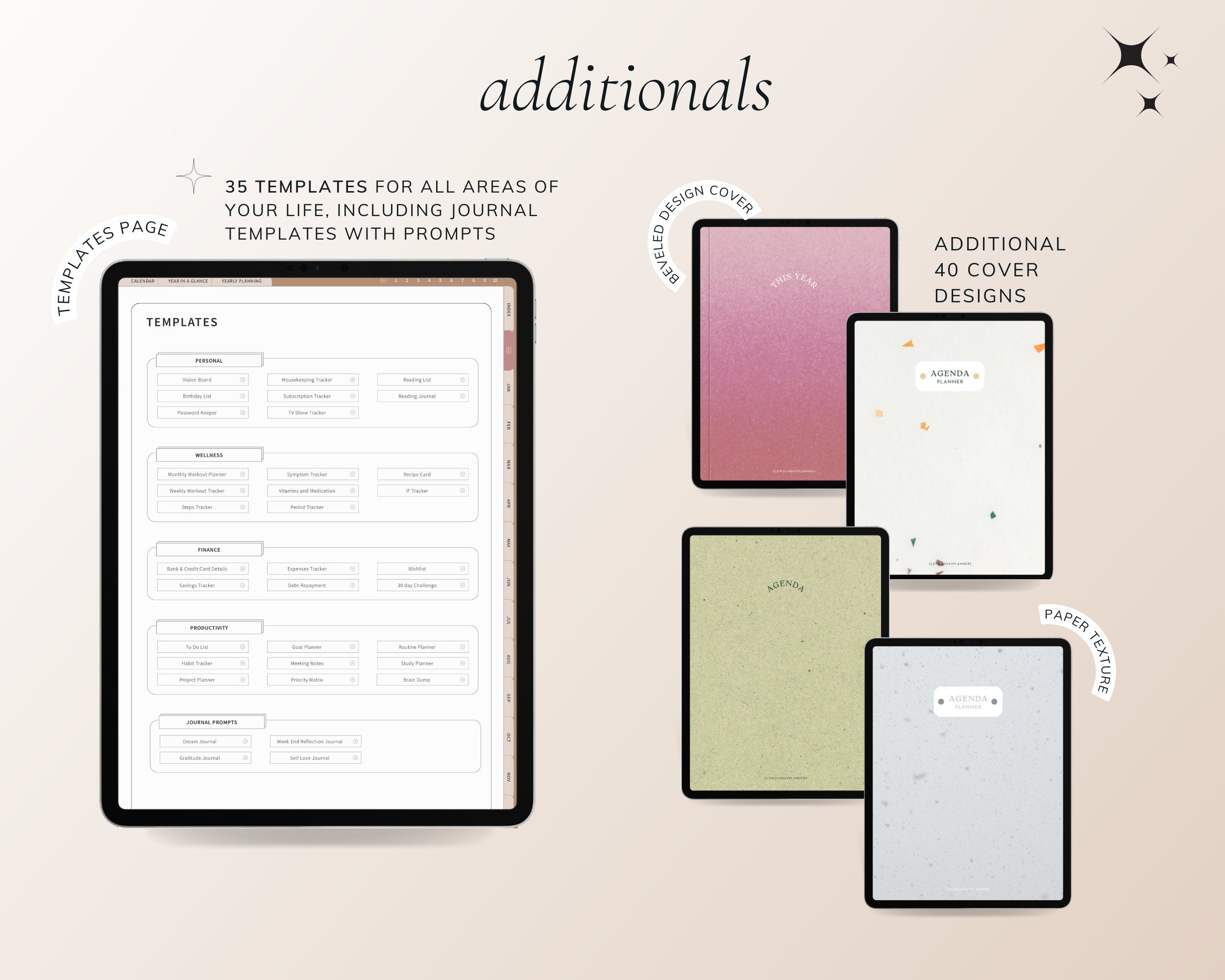 Simple Digital Planner Undated Digital Planner Boho Yearly Monthly ...
