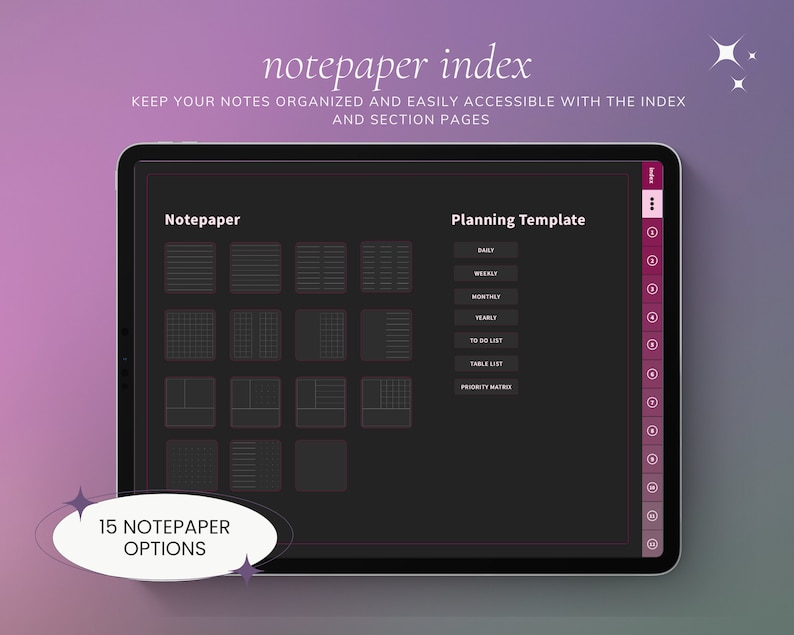 Digital Notebook Dark Mode, Goodnotes Notability Hyperlinked Notebook ...